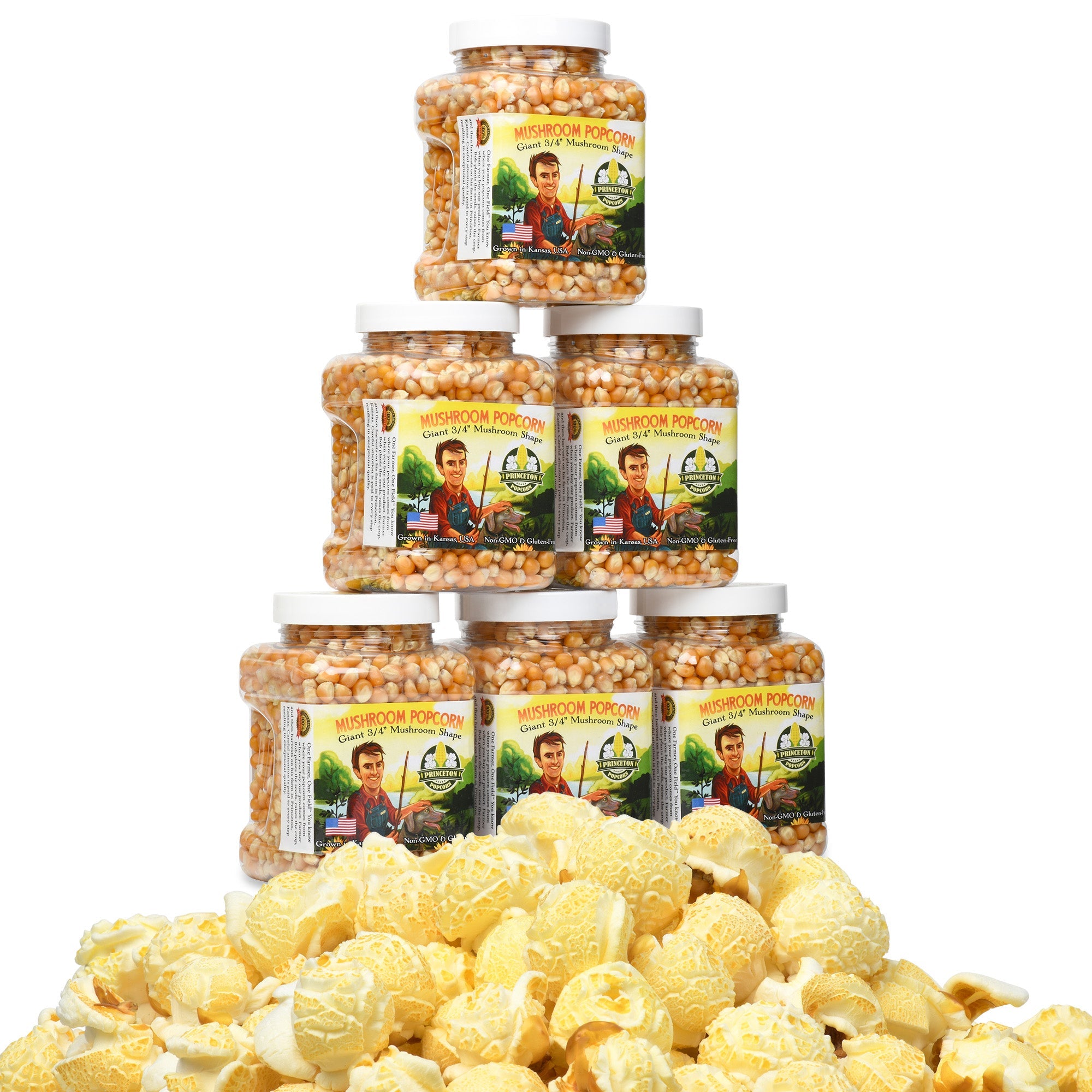 Six Pack Yellow Mushroom Popcorn Kernels – Non-GMO Large Popping Corn ...